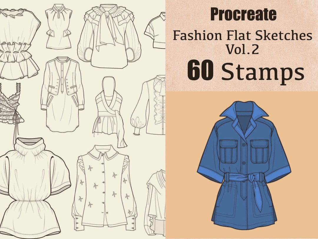 60 Procreate Fashion Flat Sketches Vol 2, Procreate Fashion Design ...