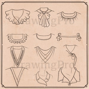 40 Collar Stamps, Procreate Fashion Stamps, Procreate Fashion Design ...