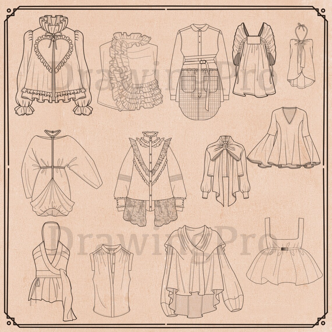 60 Procreate Fashion Flat Sketches Vol 2, Procreate Fashion Design ...