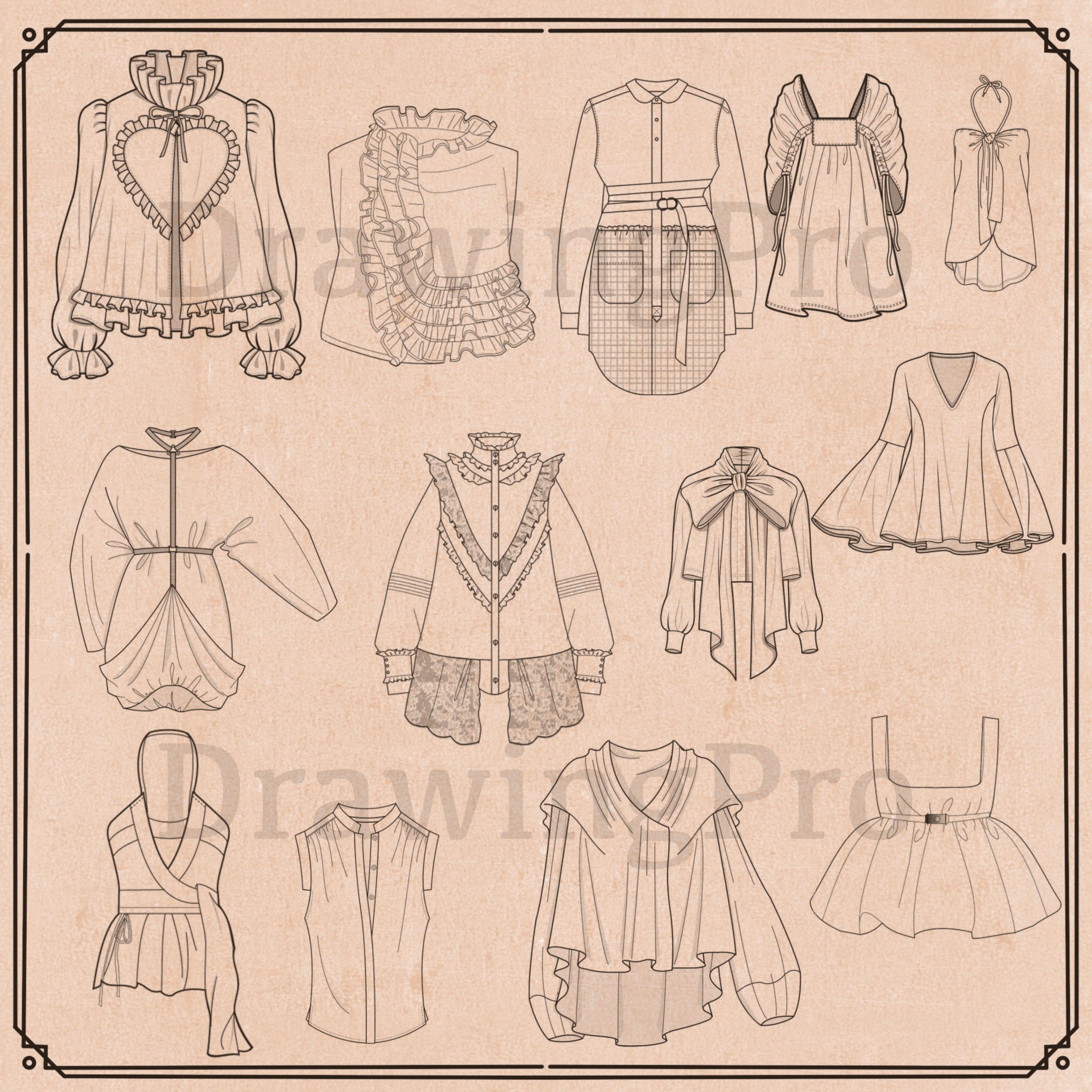 60 Procreate Fashion Flat Sketches Vol 2, Procreate Fashion Design ...