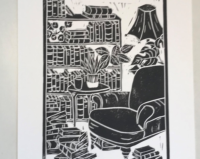 Mini Stack of Books Linoleum Print Book Lovers Gift Reader - Etsy