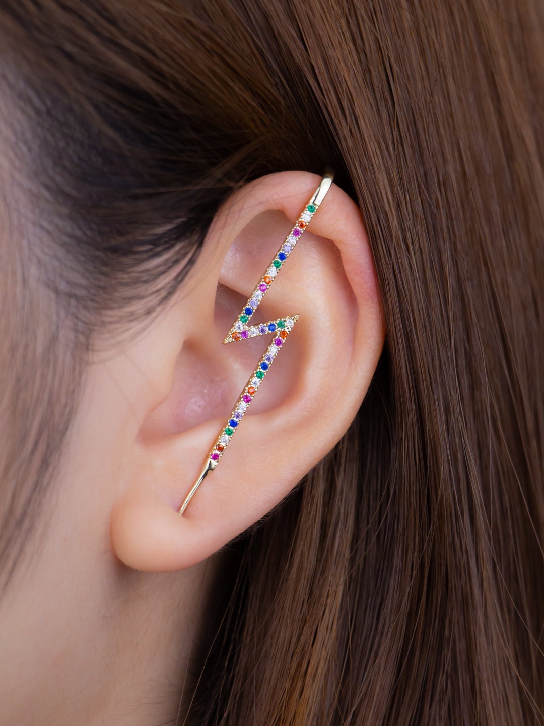 Rainbow Colorful Thunder Lightning Ear Pin Climber Bar - Etsy