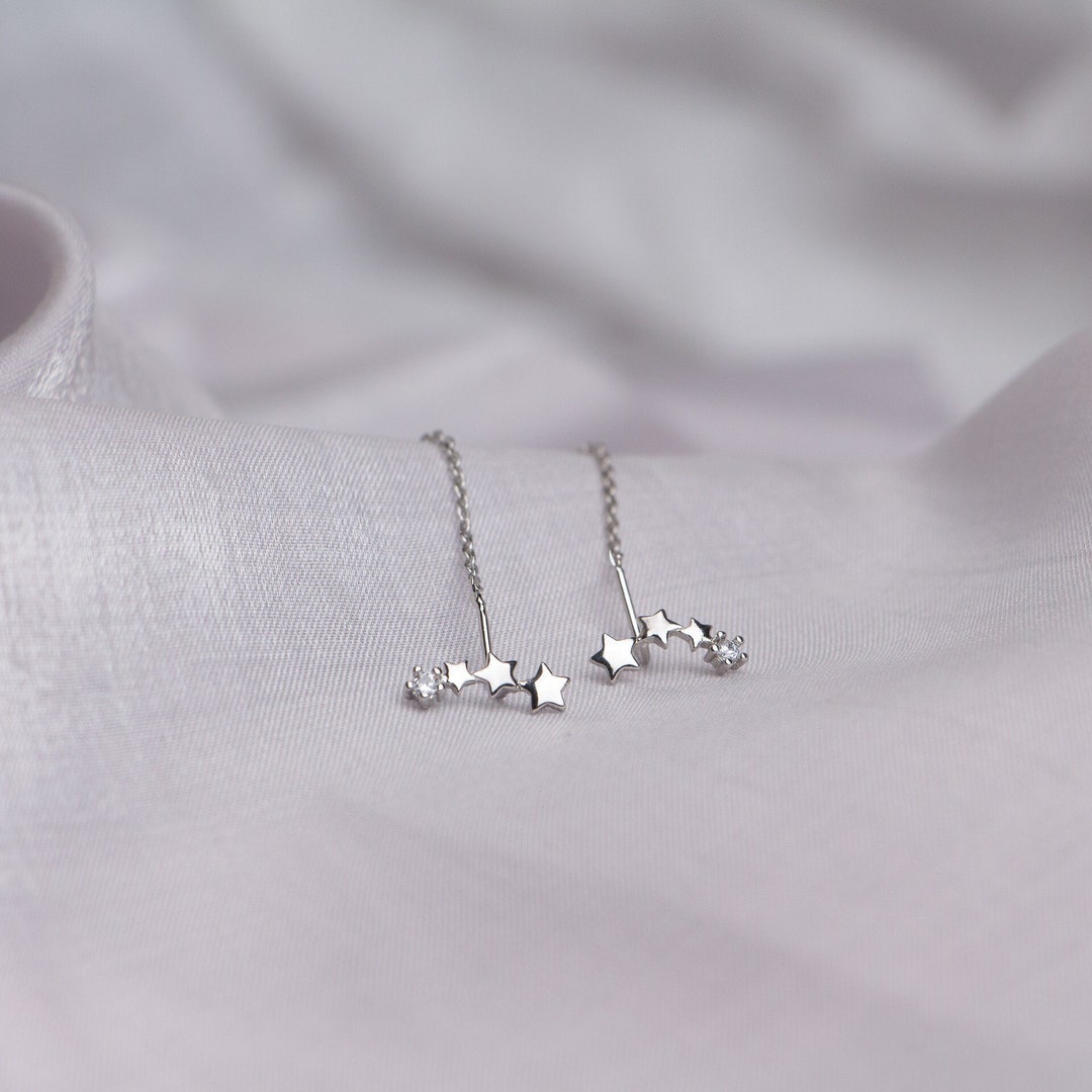 Tiny Stars Threader Earrings Gold Star Threader Earrings - Etsy