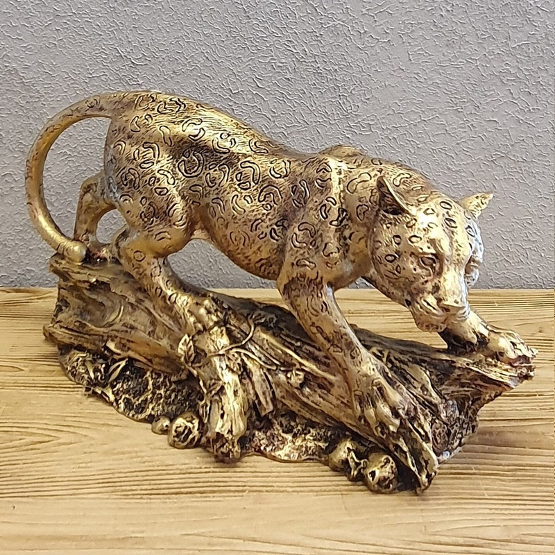Gold Leopard Statue - Etsy