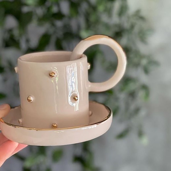 Polka Dot Coffee Cup - Etsy