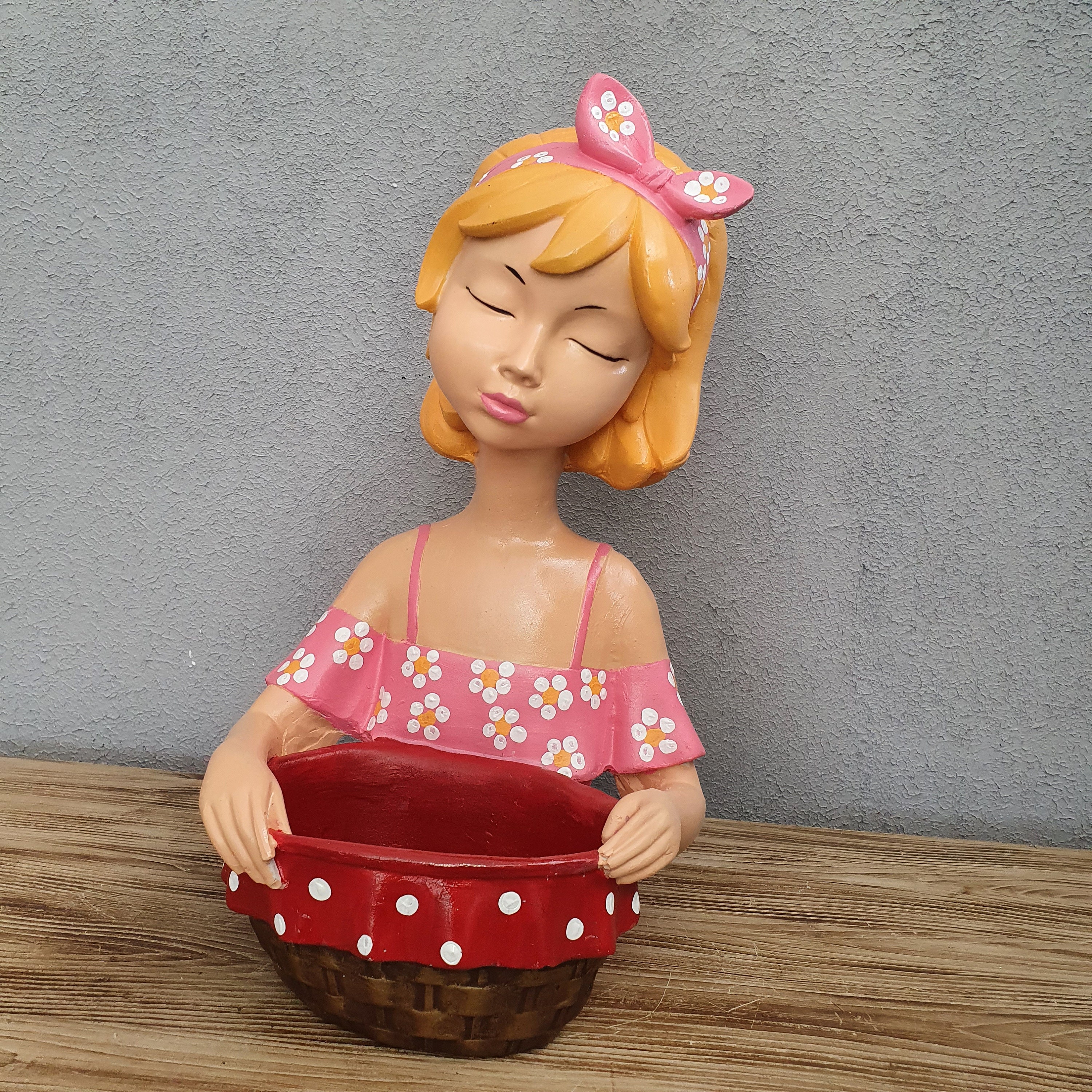 Hand Painted Woman Planter, Decorative Sculpture Flower Pot, Home Gift ...