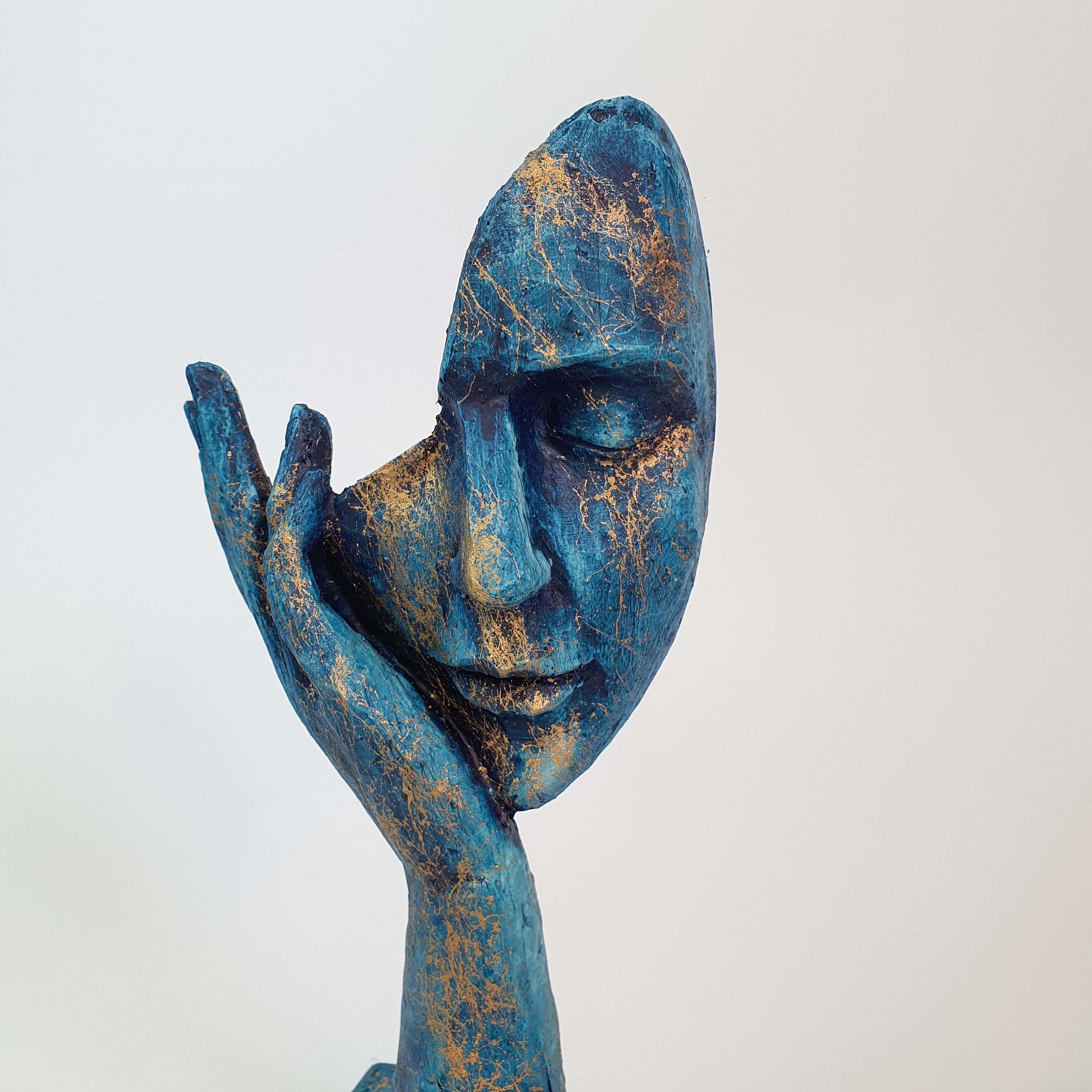 Handmade Blue Face Bust Sculpture, Trendy Home Decor (9.45 Inches) - Etsy