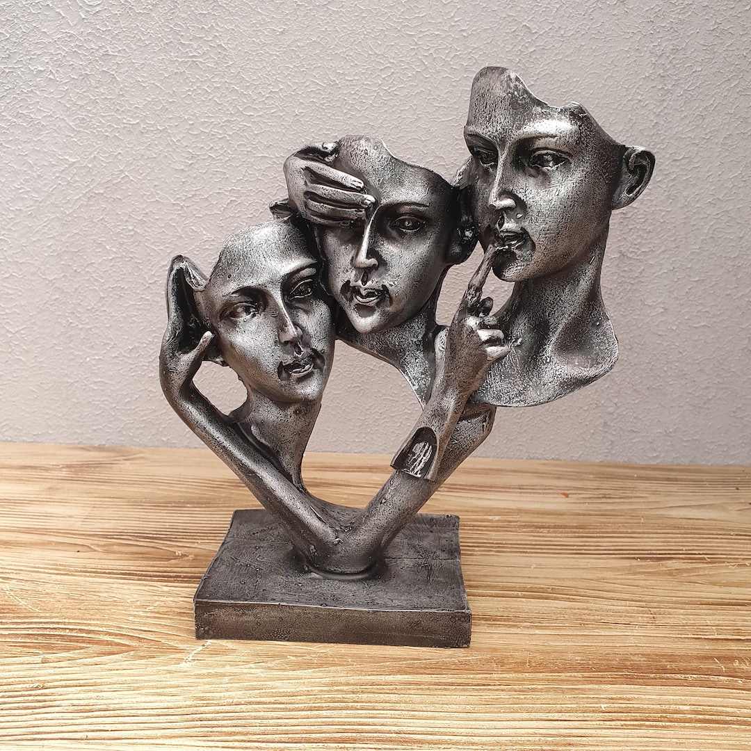See No Evil, Hear No Evil, Speak No Evil Mask Sculpture, 8.27 Inches ...