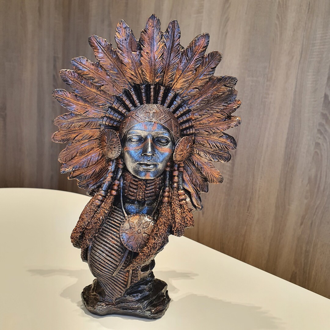 Native American Bust, 11,82 Inches, Indian Woman, Indian Sculpture ...