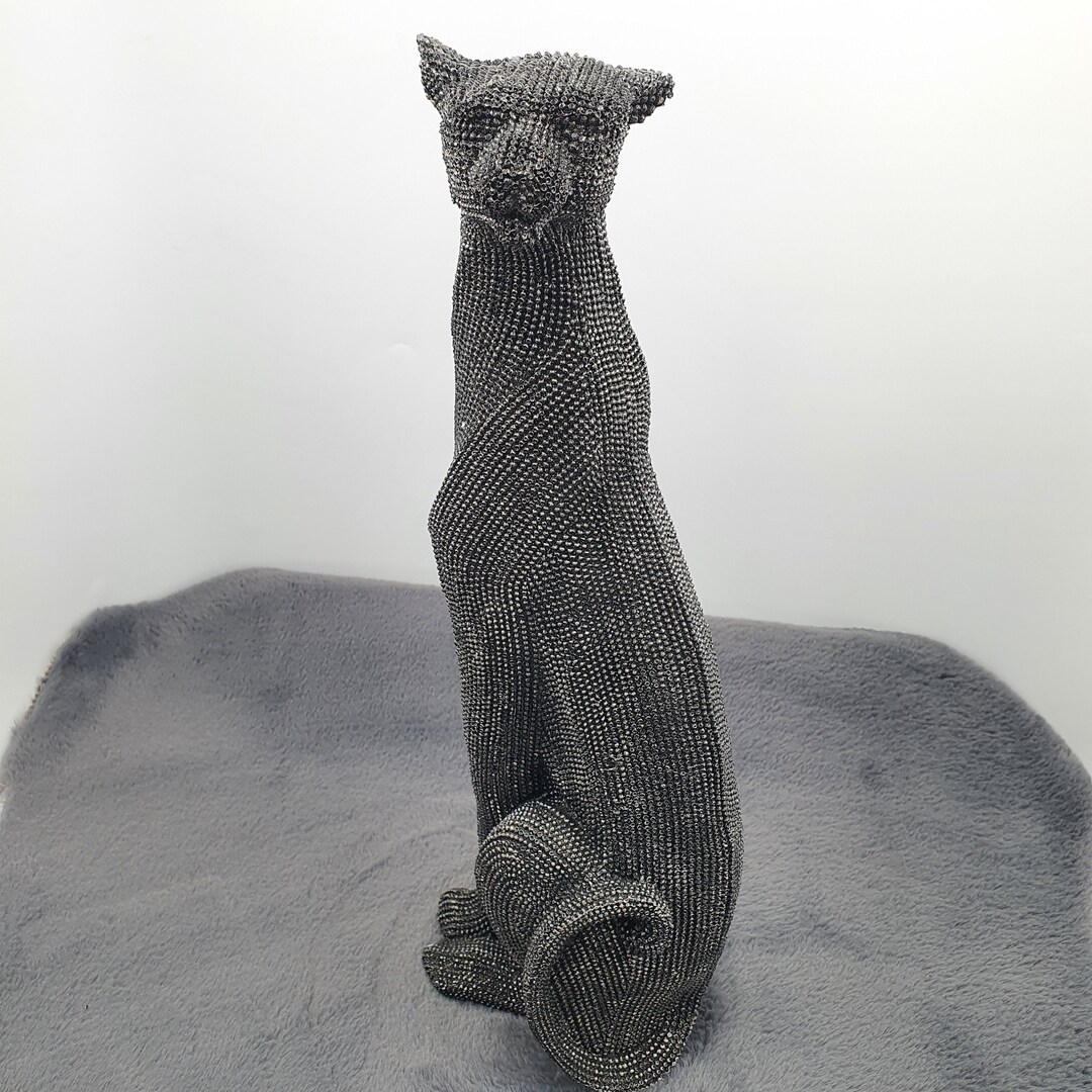 Handgefertigte Skulptur Black Panther, Acrylfarbe, Tierfigur 42 cm ...