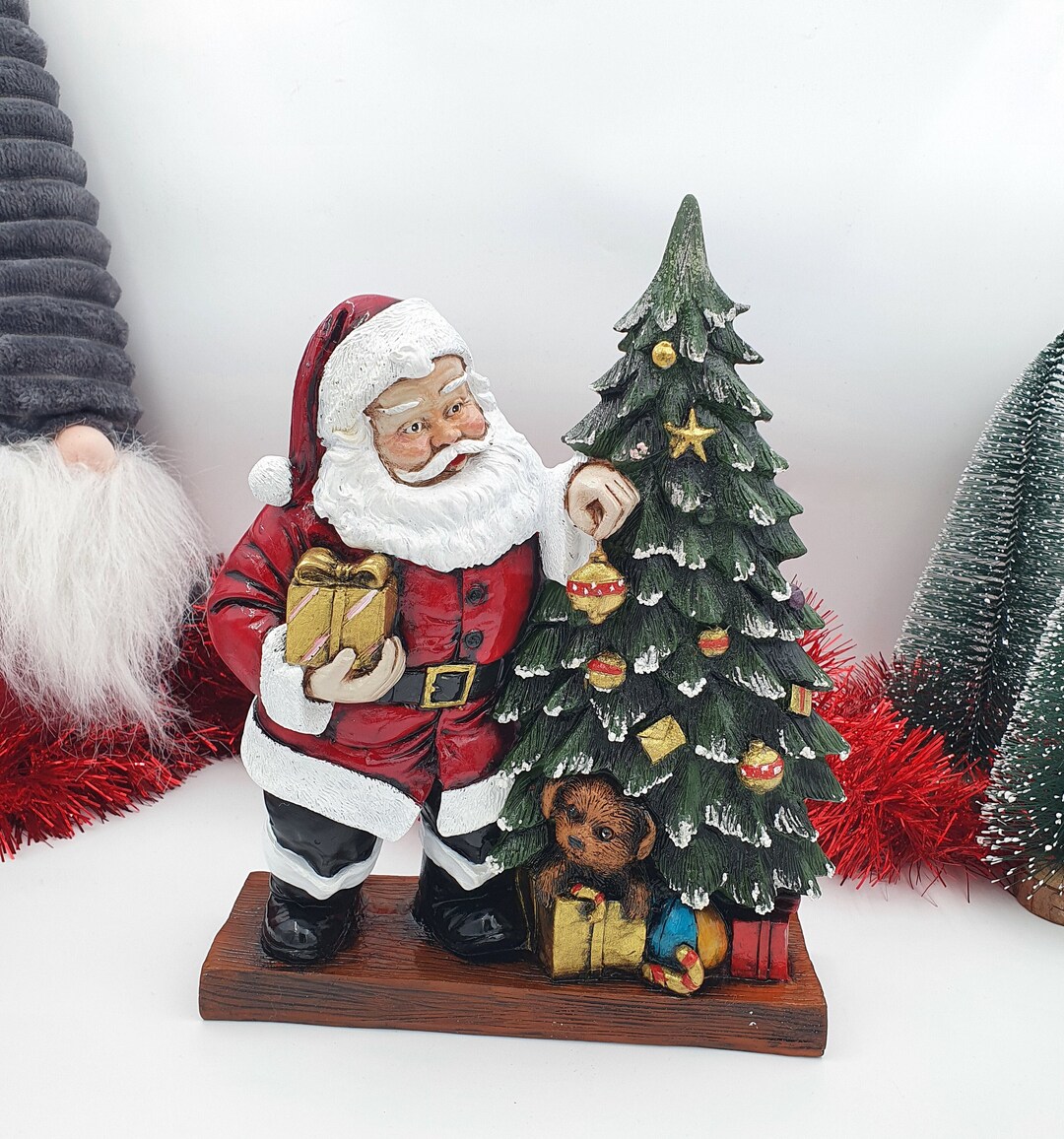 Santa Claus With Christmas Tree Sculpture, New Year Sculpture - Etsy