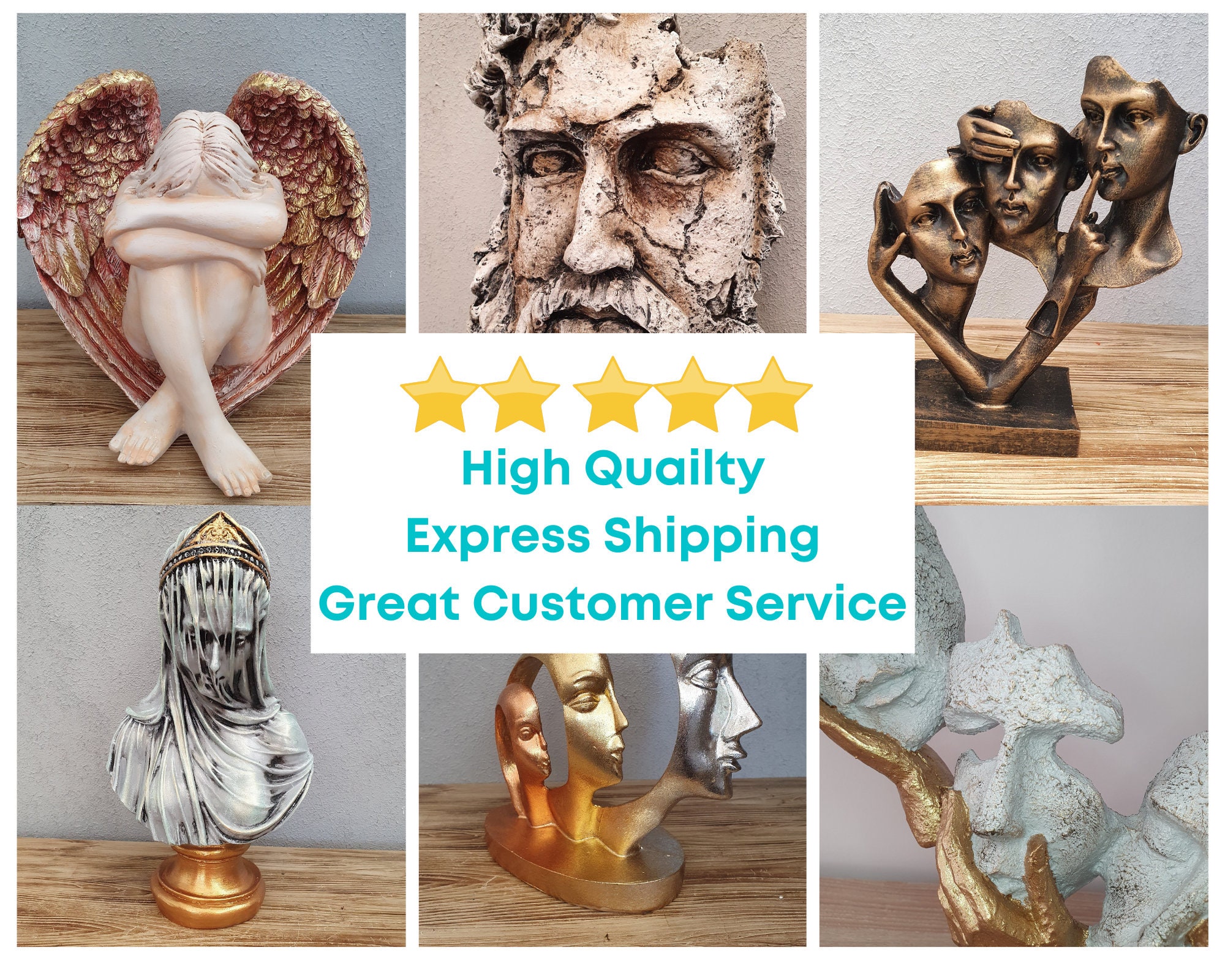 Handmade Gold Earth Sculpture, World in Hands Statue (12.6") - Etsy