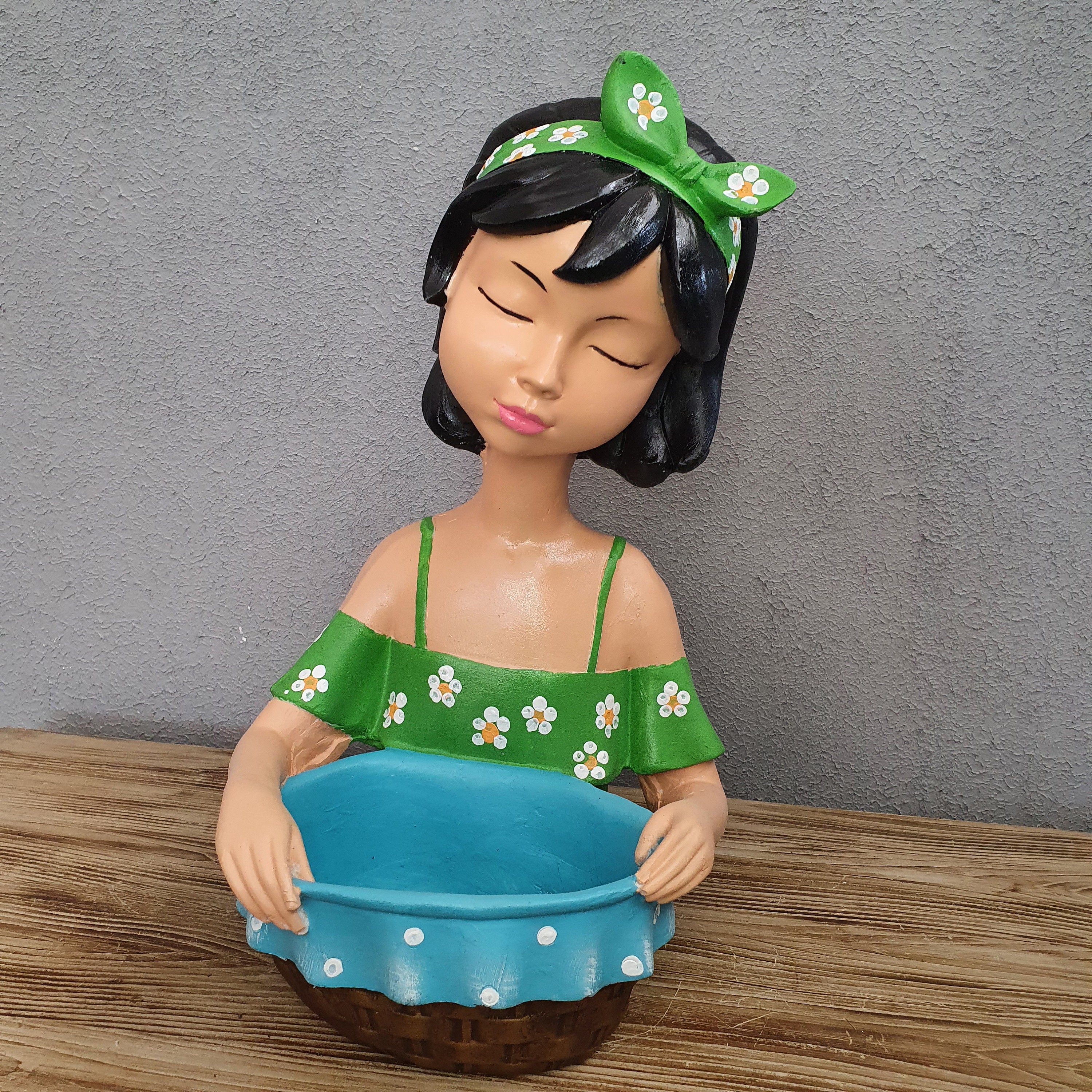 Hand Painted Woman Planter, Decorative Sculpture Flower Pot, Home Gift ...