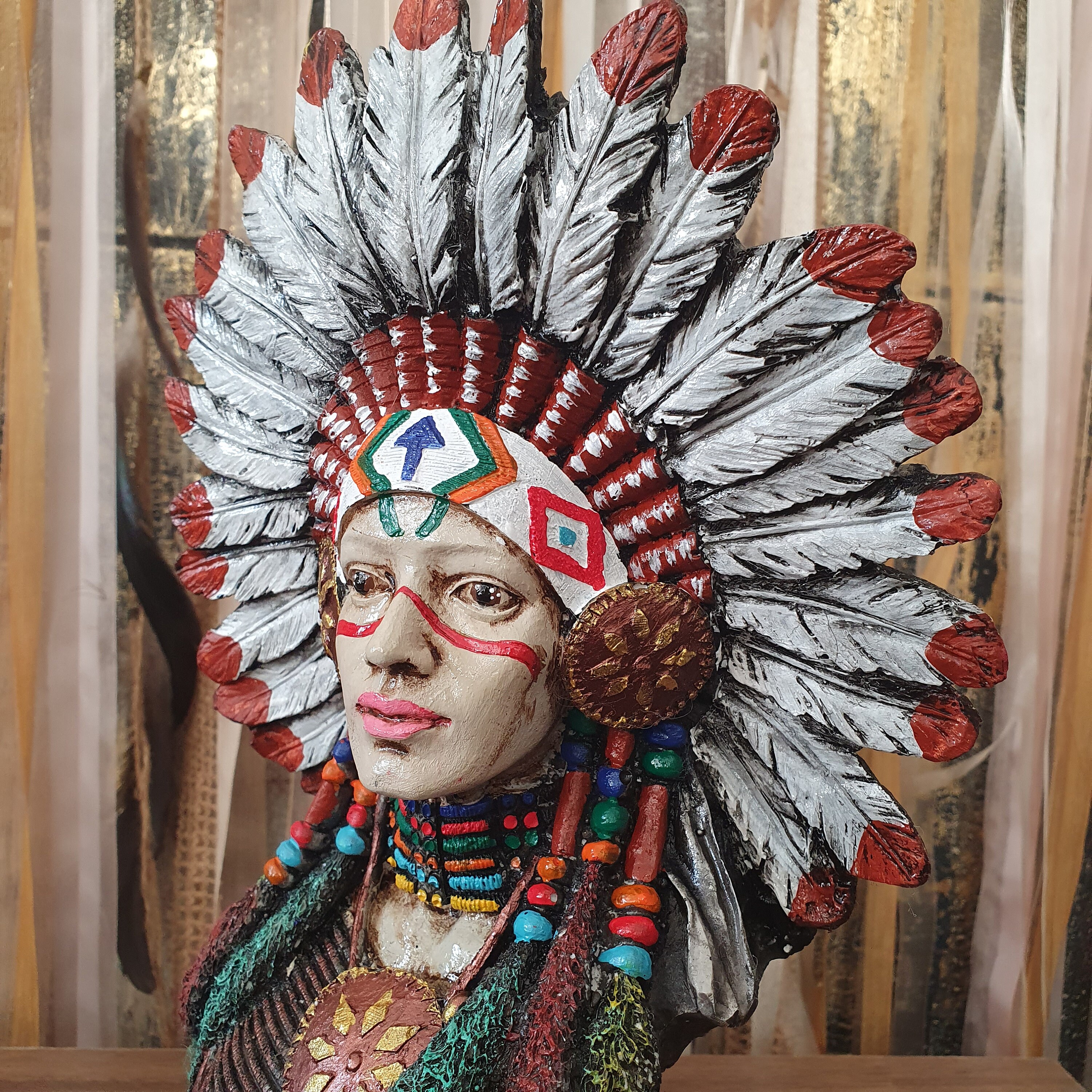 Handmade Native American Indian Woman Bust Statue, Home Decor - Etsy