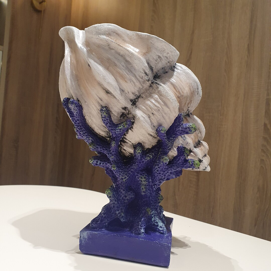 Decorative Sea Shell Sculpture, Sea Shell Statue, Home Decor, Large ...