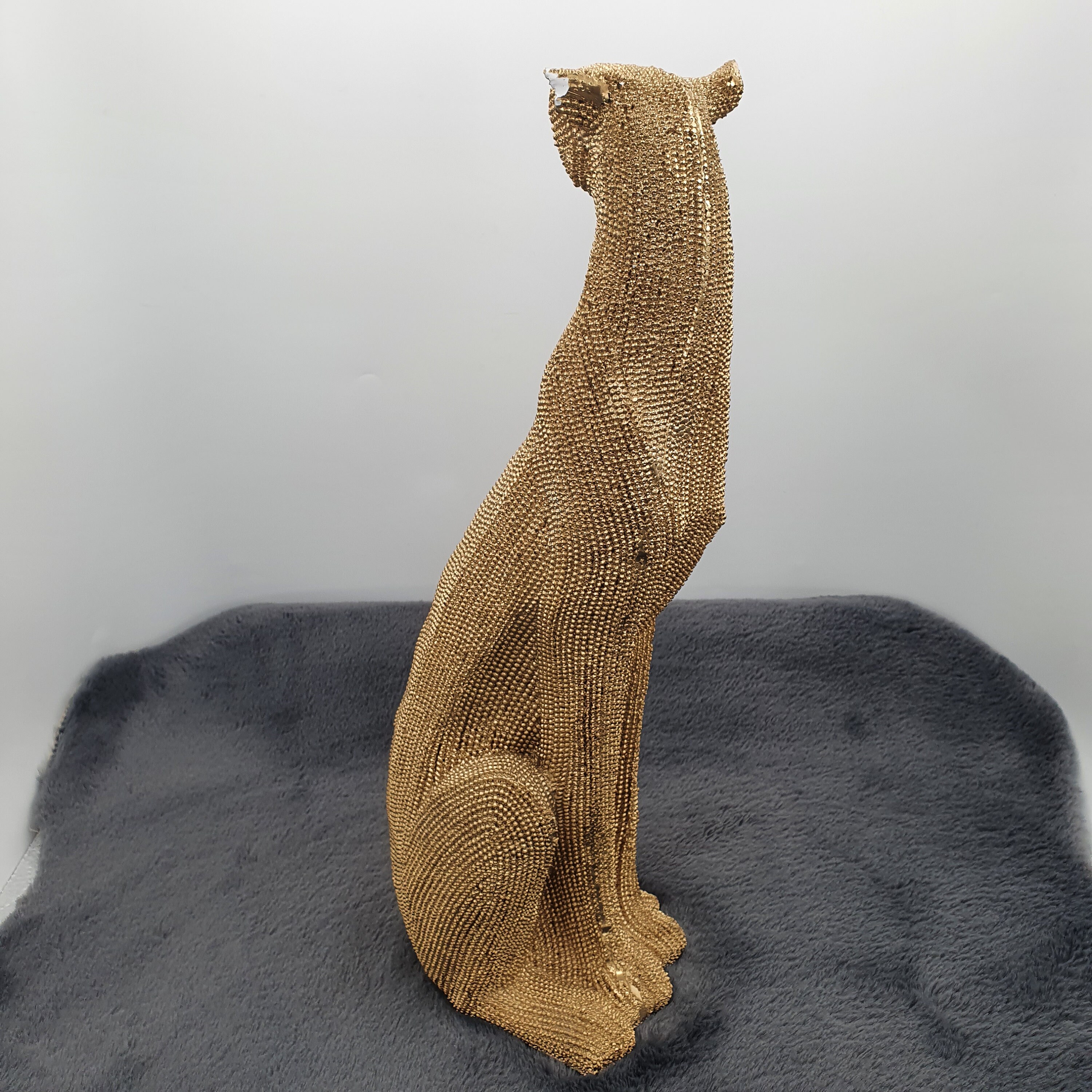 Handmade Gold Panther Statue, Polyester & Acrylic, Home Decor (16.53 ...