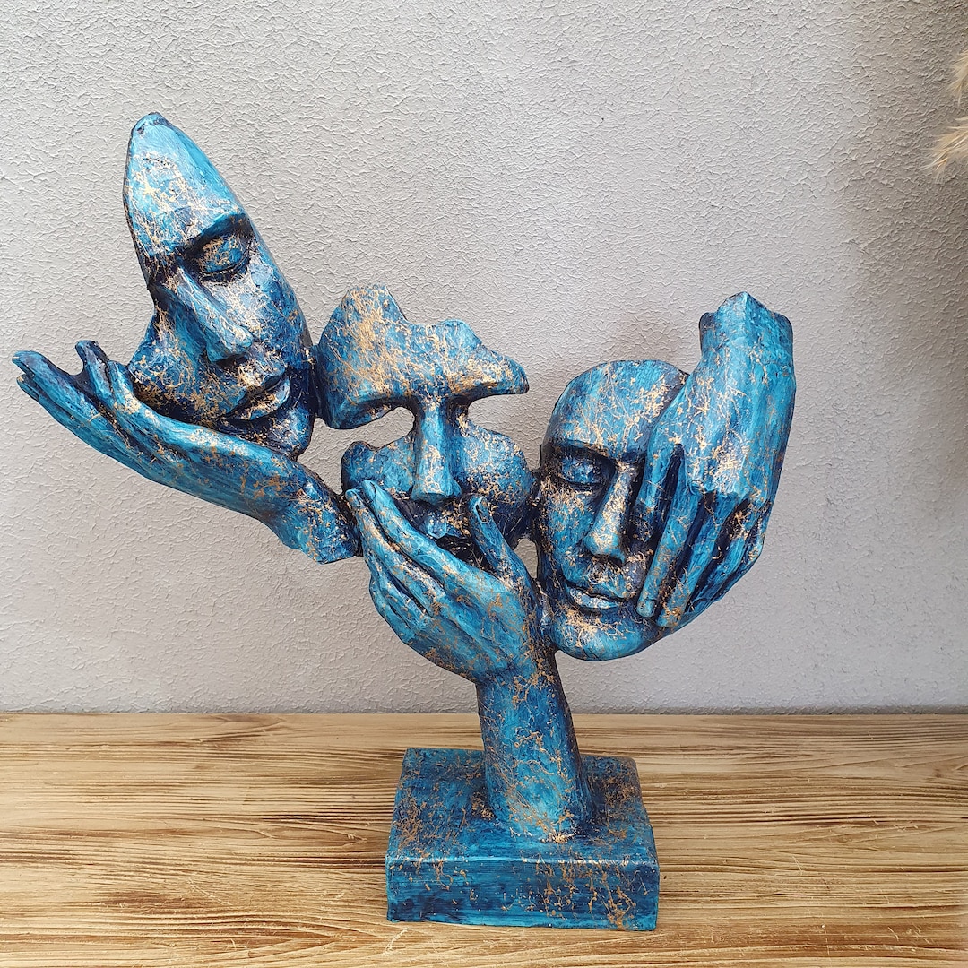 See No Evil, Hear No Evil, Speak No Evil Mask Sculpture, 11.42 Inches ...