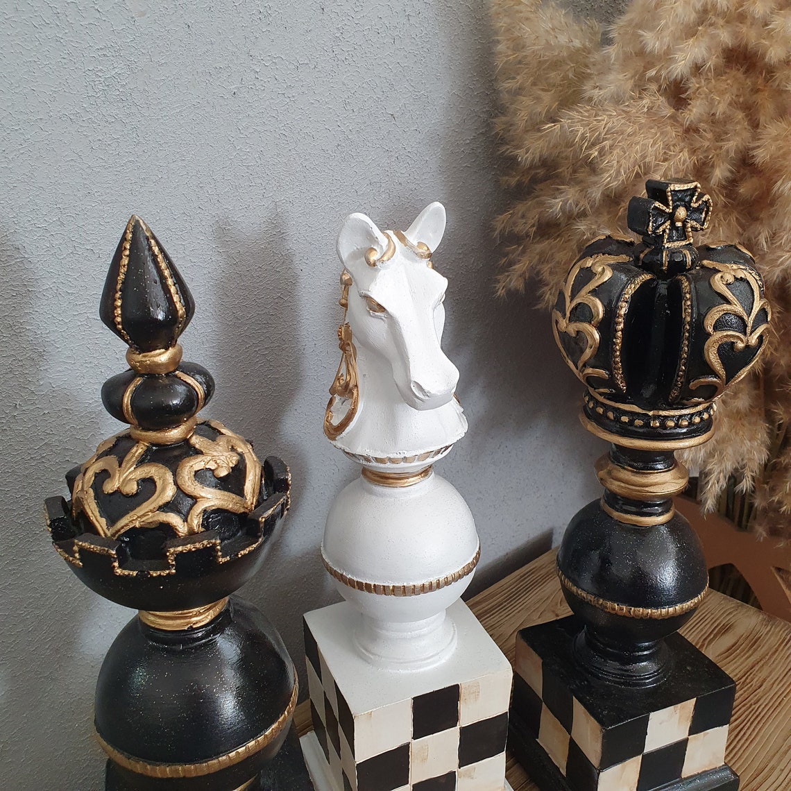 Handmade Chess Piece Statue Set, Polyester Decor Sculpture - Etsy