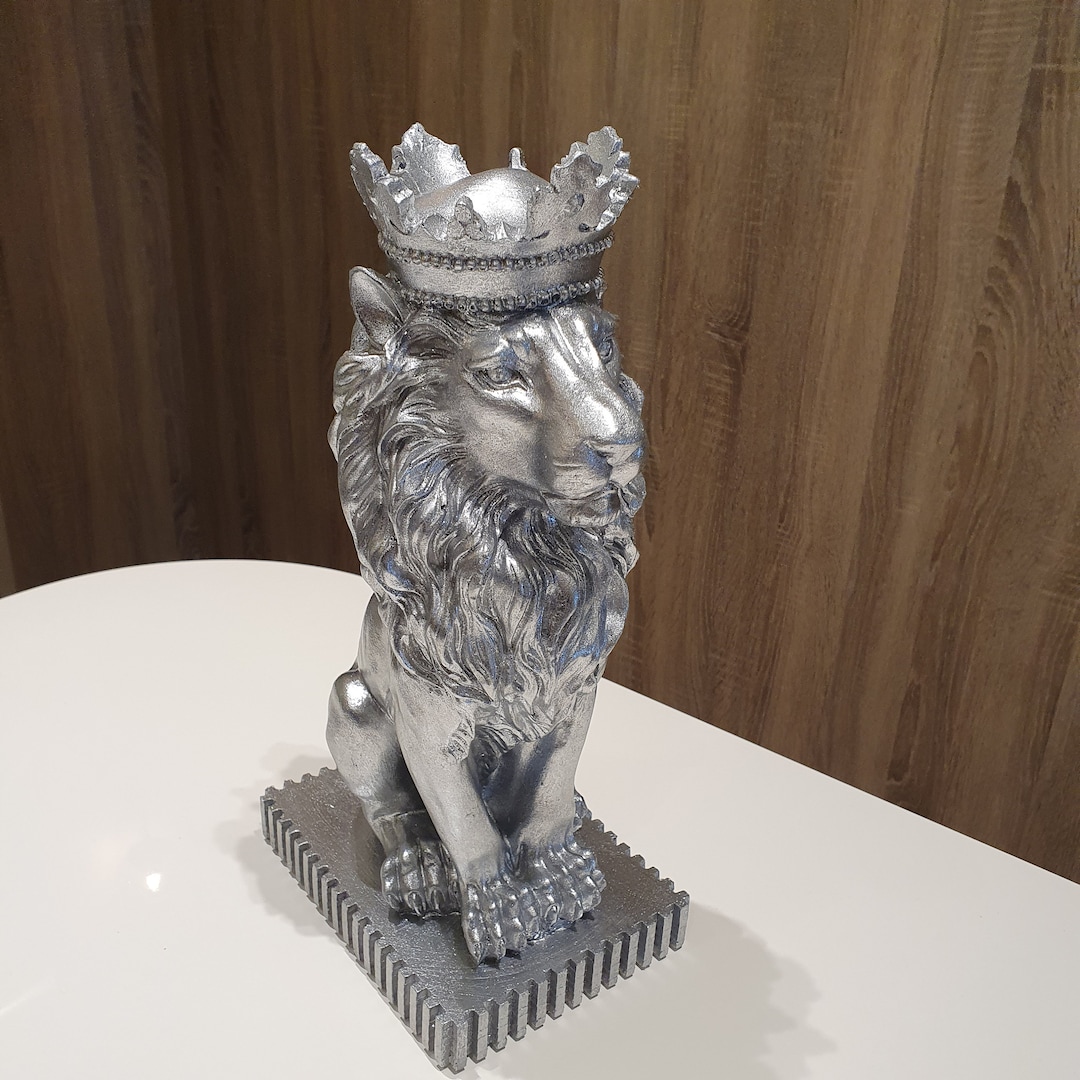 Silver Lion Statue, 13.39'' ,silver Lion, Home Decoration, Lion Decor ...