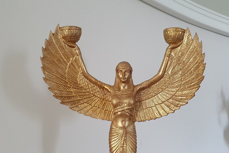 Ancient Isis Statue, Gold Isis Statue, Isıs Open Wings Statue, Goddess ...