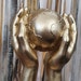 Handmade Gold Earth Sculpture, World in Hands Statue (12.6") - Etsy