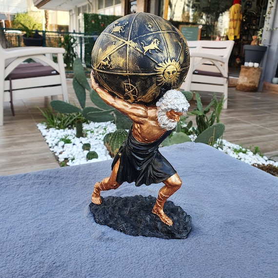 Statue of Man Carrying Decorative Celestial Globe 11.81 - Etsy