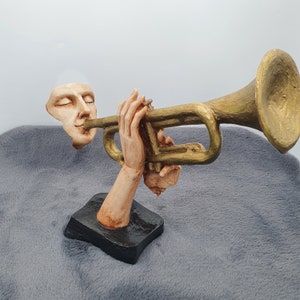Trumpet Player Man Mask, 13.39 ınch, Musical Instrument, Home Decor ...
