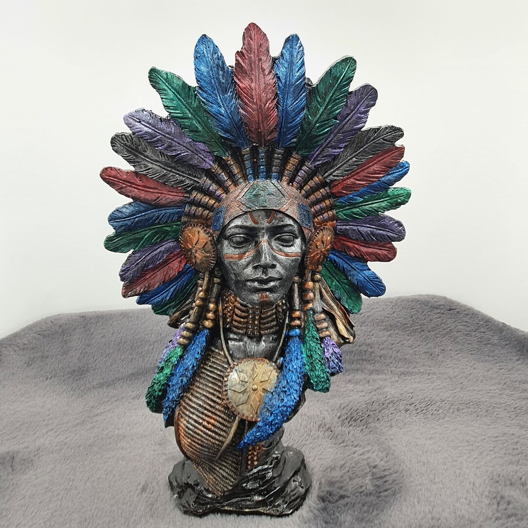 Native American Bust, 11,82 Inches, Indian Woman, Indian Sculpture ...