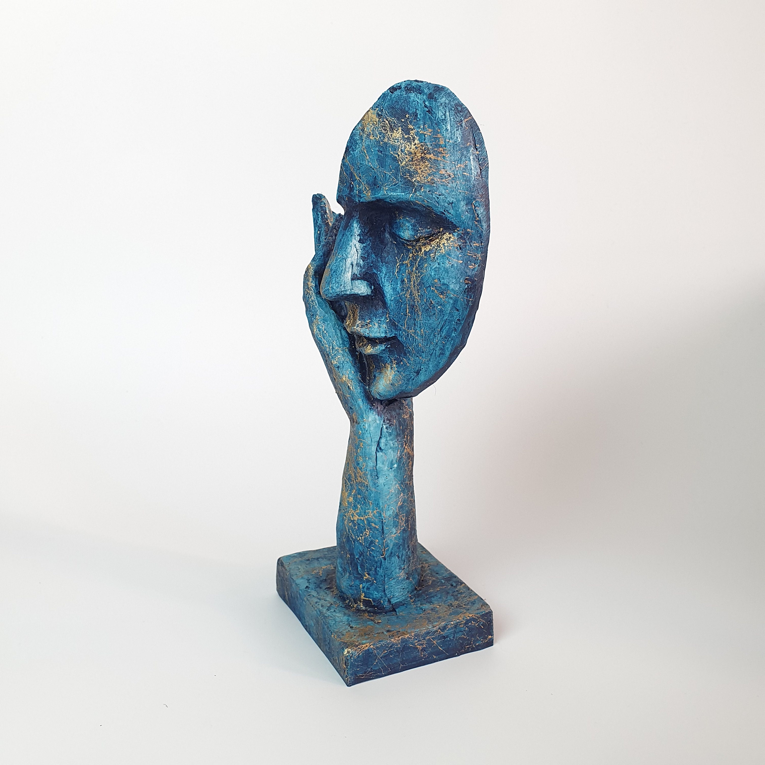 Handmade Blue Face Bust Sculpture, Trendy Home Decor (9.45 Inches) - Etsy
