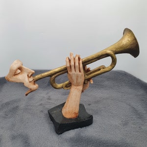 Trumpet Player Man Mask, 13.39 ınch, Musical Instrument, Home Decor ...
