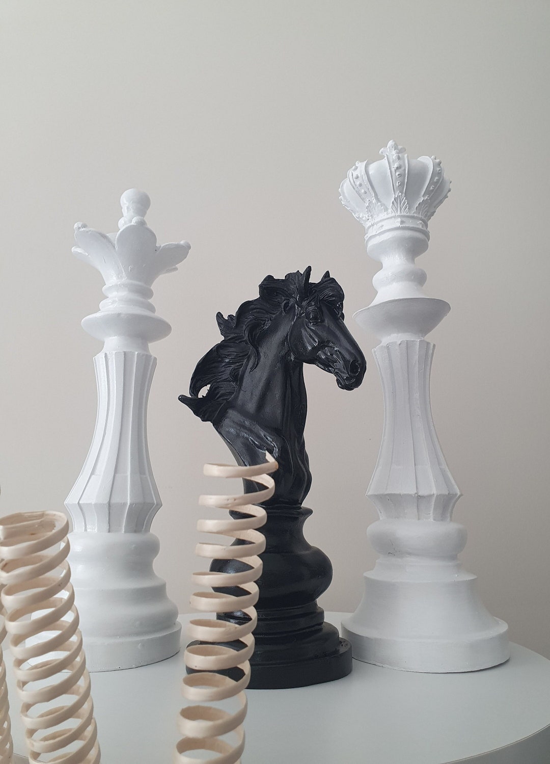 Chess Team Statues,3 Piece Chess Sculpture,housewarming Gift,black and ...