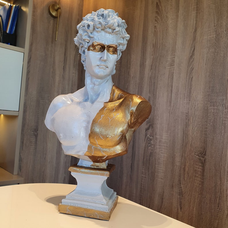 Handmade Large David Bust Statue, Modern Roman Sculpture (17.72 Inches ...
