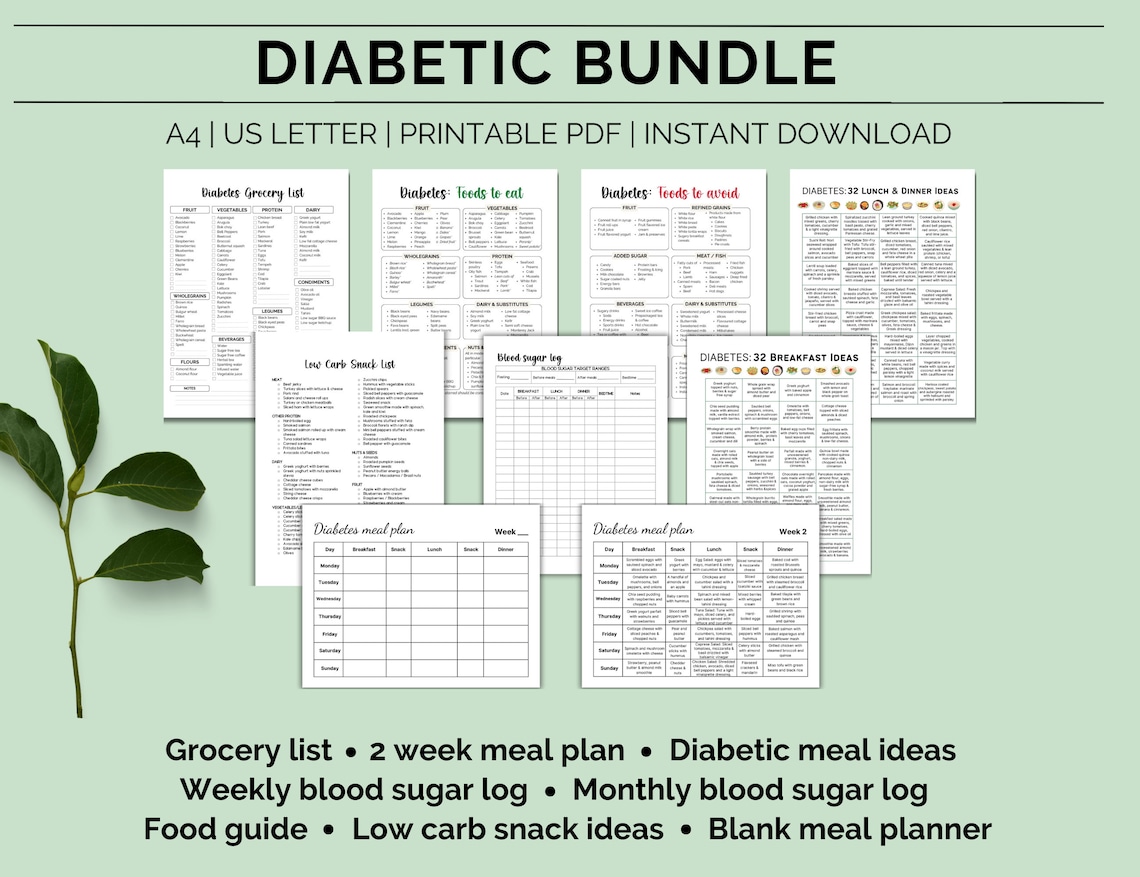 Printable Diabetic Meal Plan, Diabetic Food List, Diabetes Meal Ideas ...