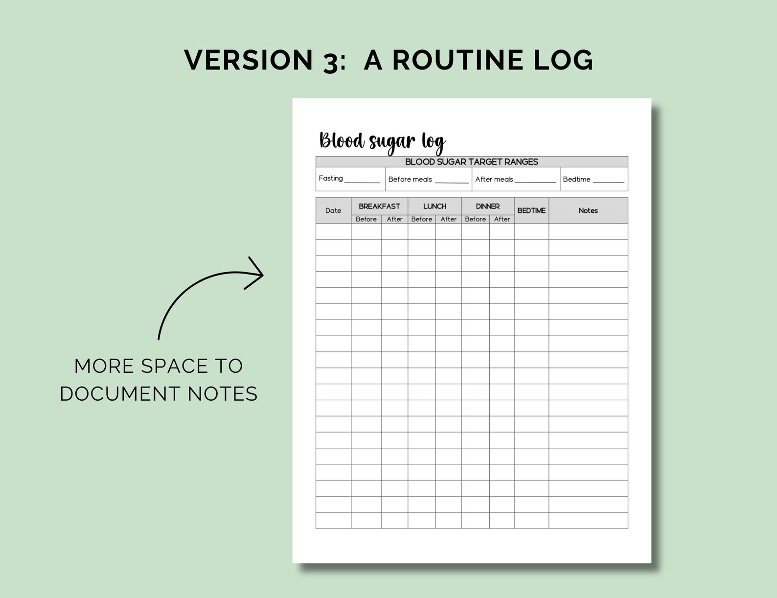 Blood Sugar Log Printable, Blood Glucose Tracker, Diabetic Planner ...