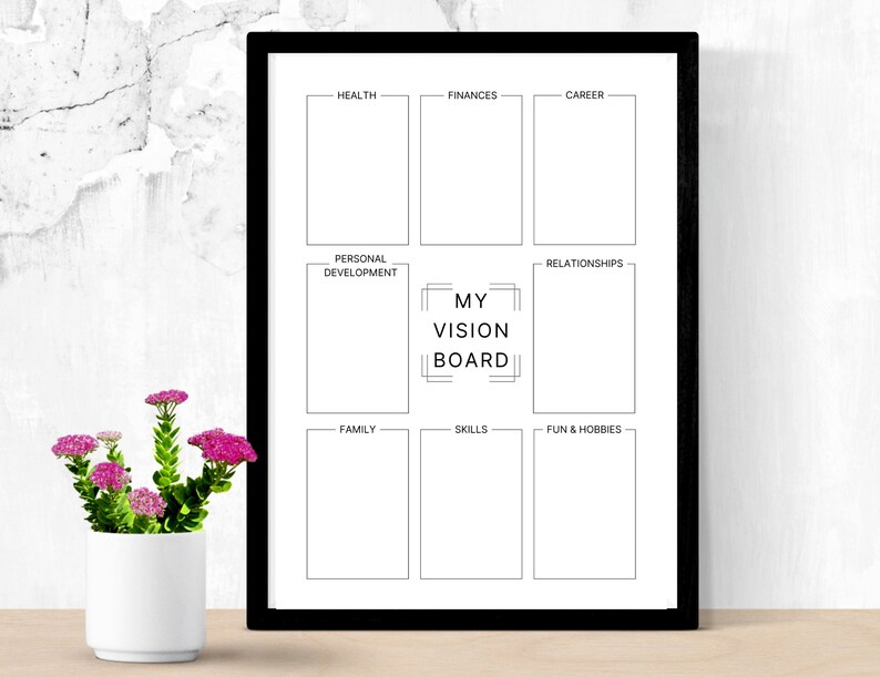 Minimalistic Vision Board Template | Printable Vision Board | Goal ...
