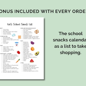 Printable School Snacks Calendar, Healthy School Snacks, Snacks for ...