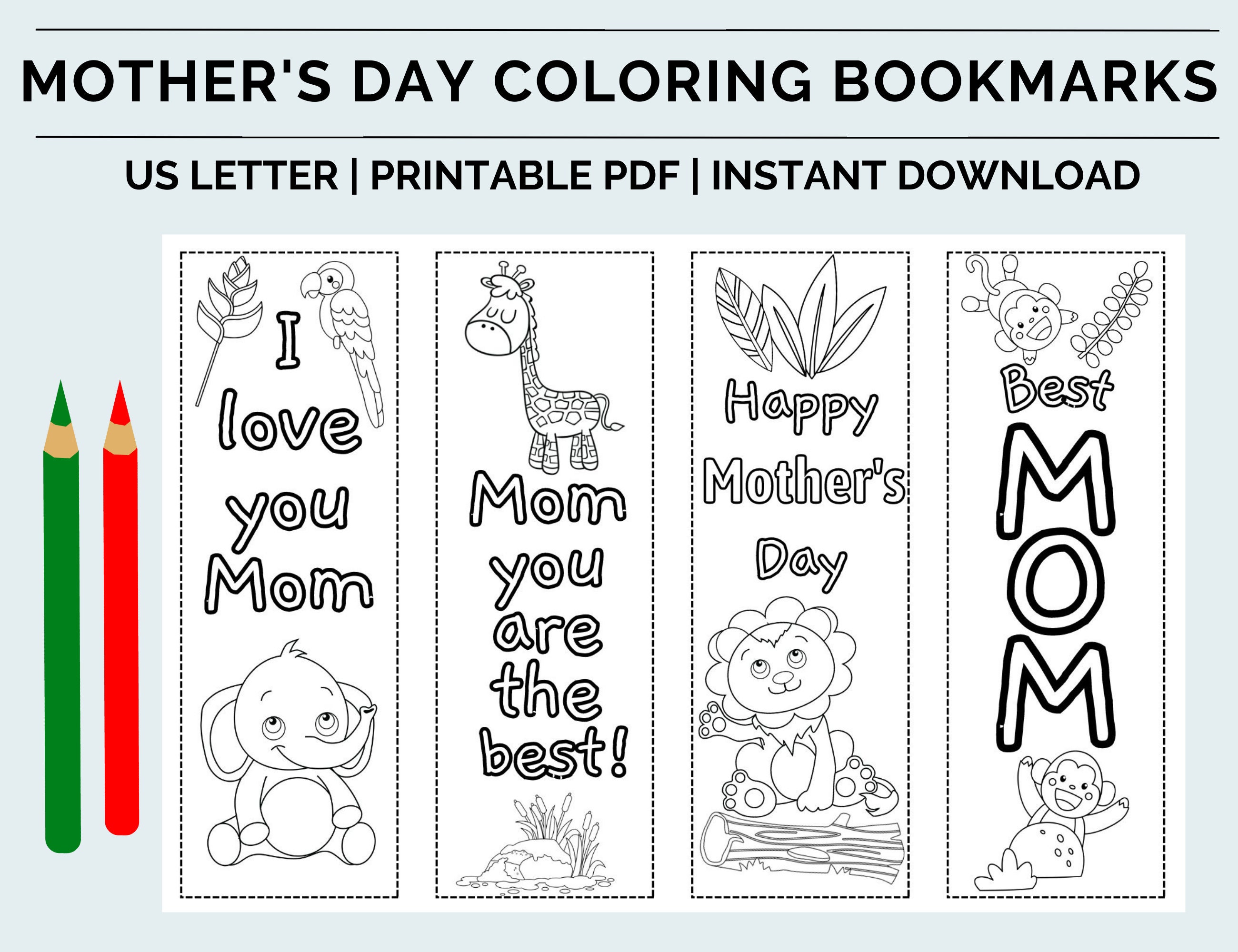 Mom Printable Coloring Bookmark, Coloring Page, Mother's Day Printable ...
