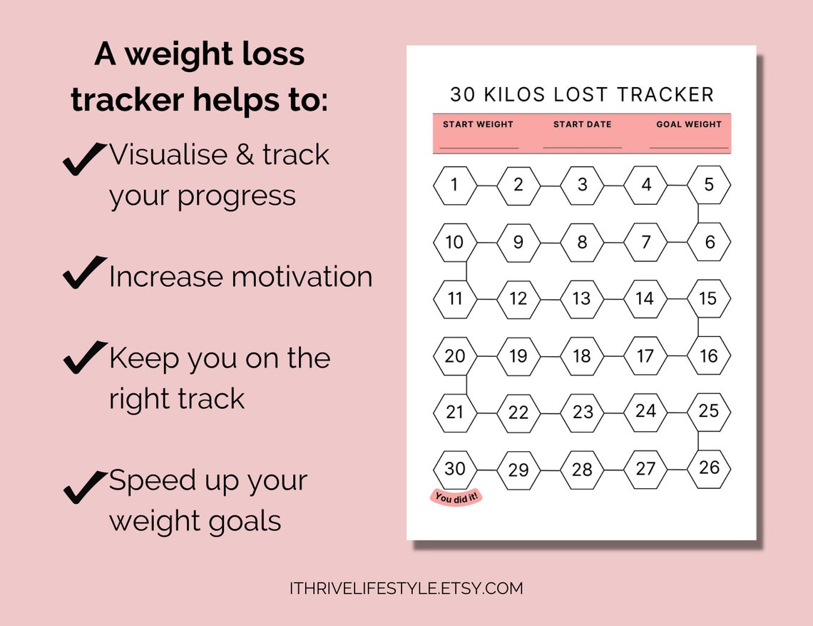 30 Kilos Lost Weight Tracker Printable, Weight Loss Tracker, Weight ...