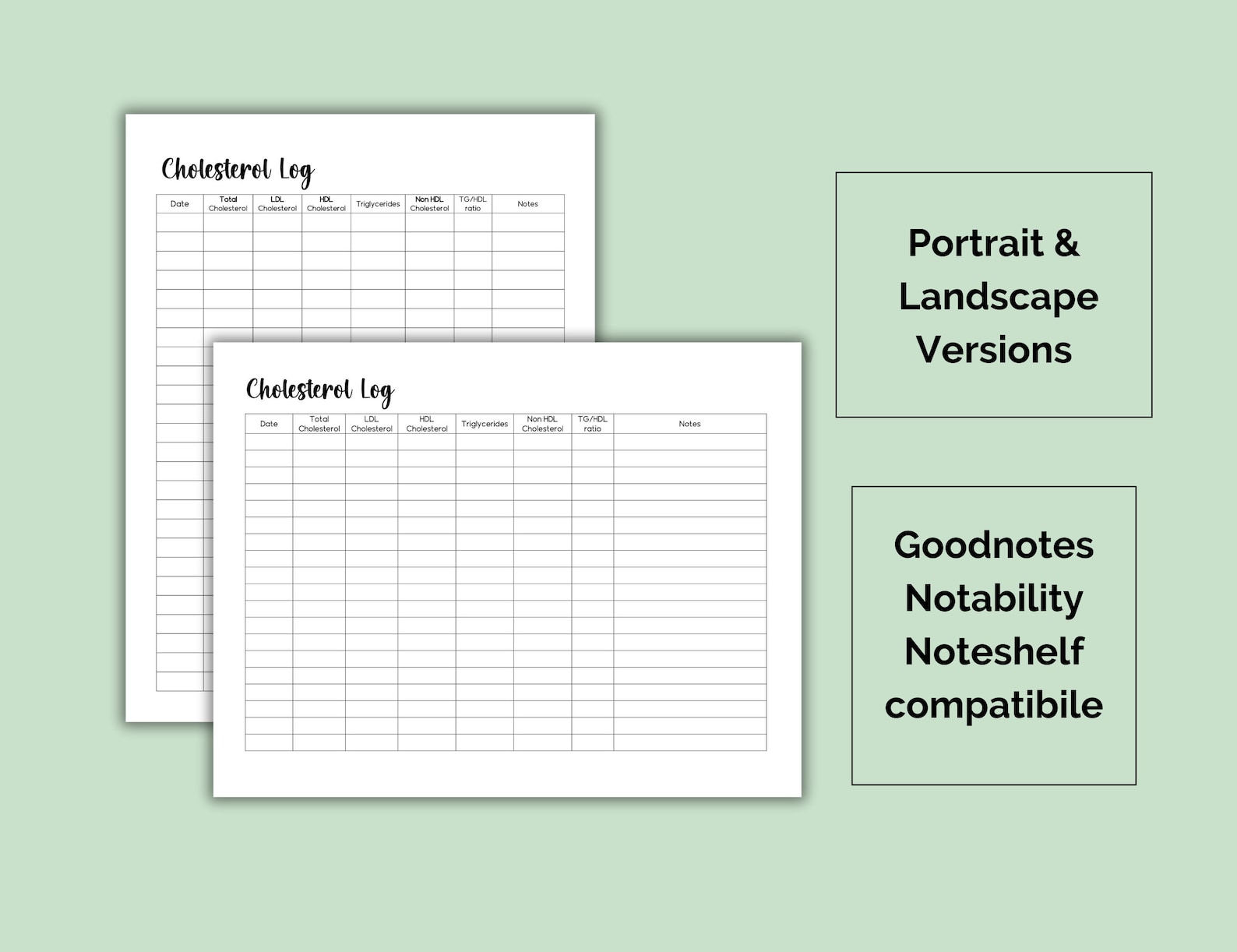 Cholesterol Log Printable, Lipids Tracker, Health Tracker, Cholesterol ...
