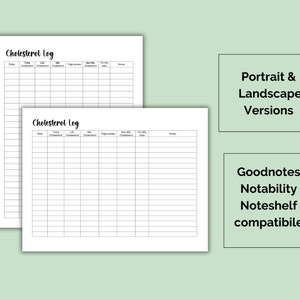 Cholesterol Log Printable, Lipids Tracker, Health Tracker, Cholesterol ...
