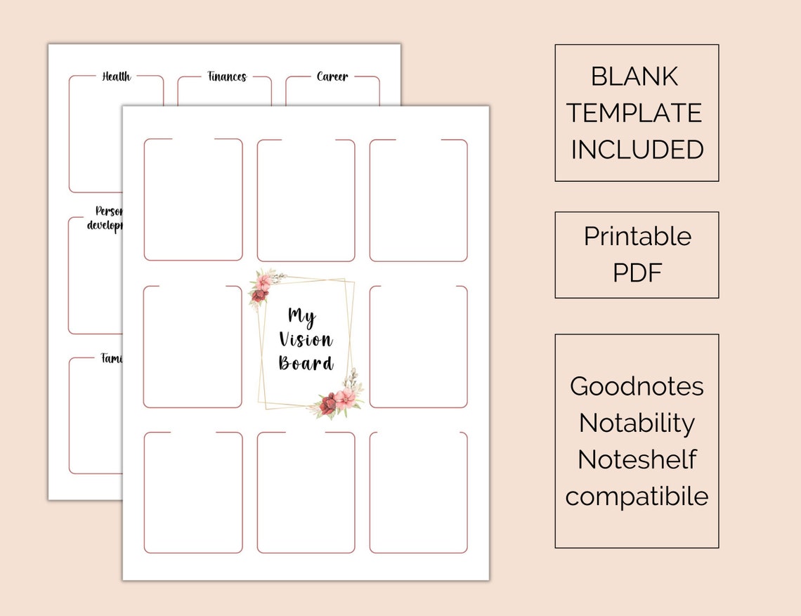 Printable Vision Board Template, Goal Setting Planner, Manifesting ...