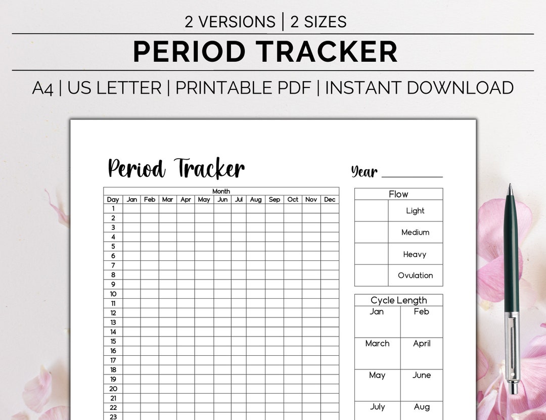 Printable Period Tracker, Period Journal, Period Log, Ovulation Tracker ...