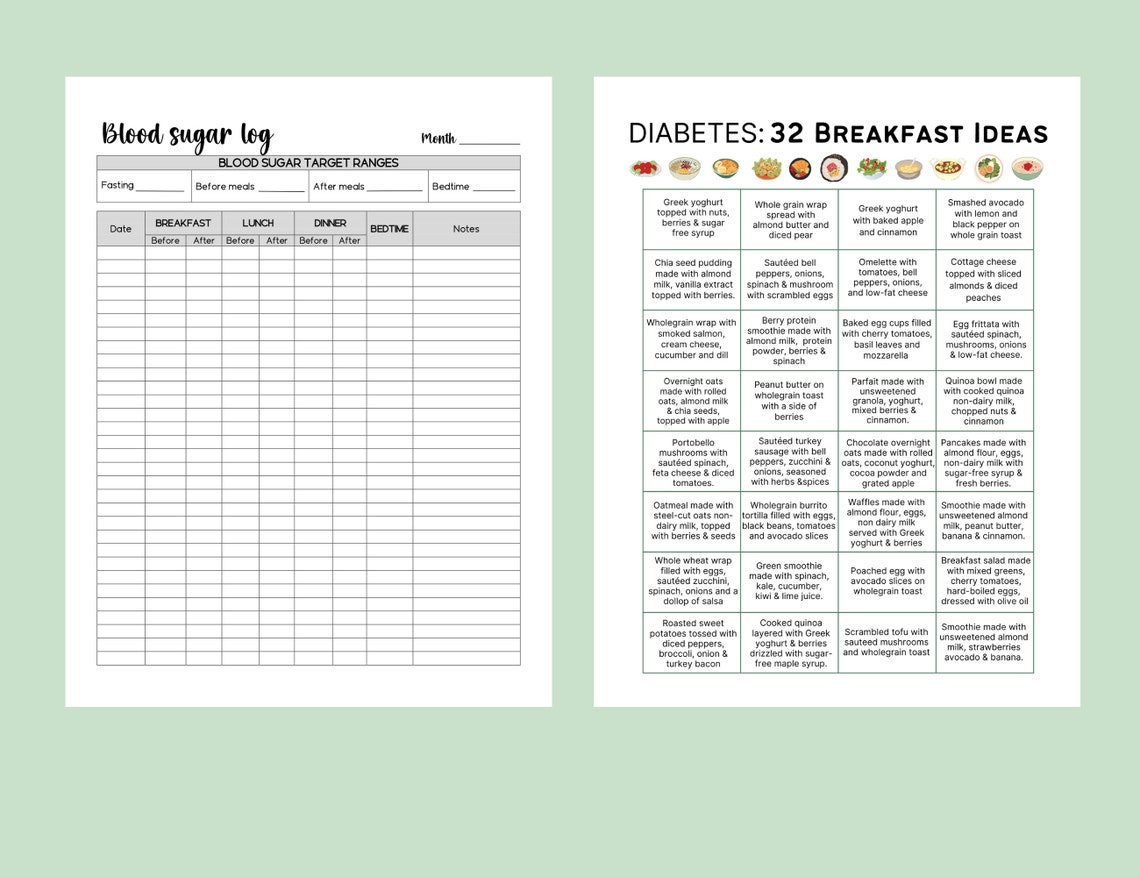 Printable Diabetic Meal Plan, Diabetic Food List, Diabetes Meal Ideas ...