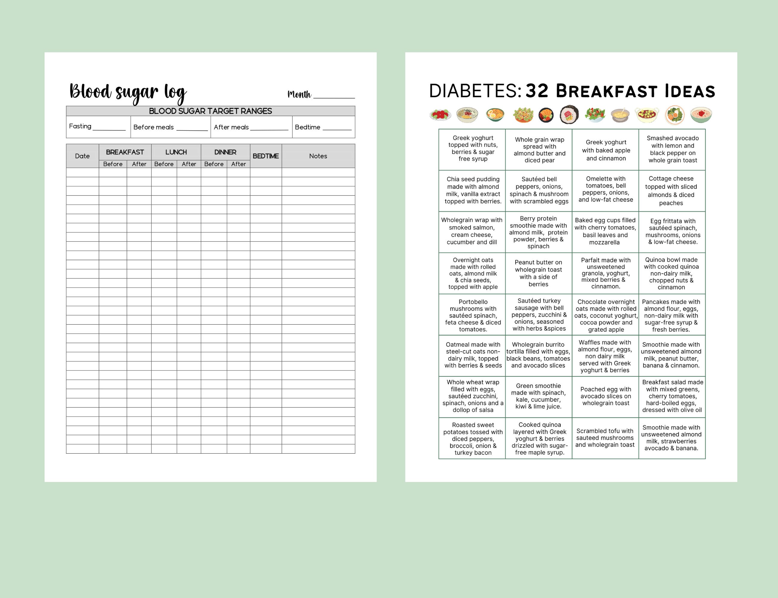 Printable Diabetic Meal Plan, Diabetic Food List, Diabetes Meal Ideas ...