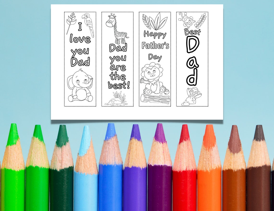 Dad Printable Coloring Bookmark, Coloring Page, Father's Day Printable ...