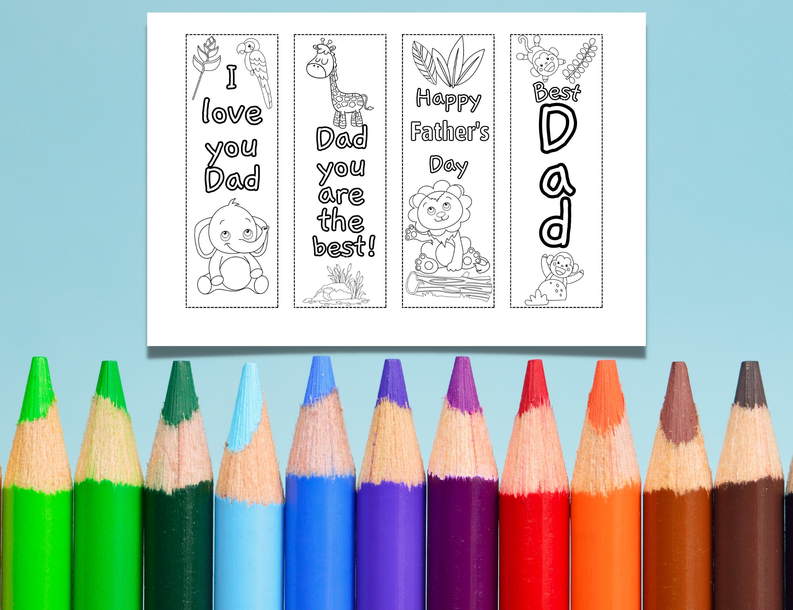 Dad Printable Coloring Bookmark, Coloring Page, Father's Day Printable ...