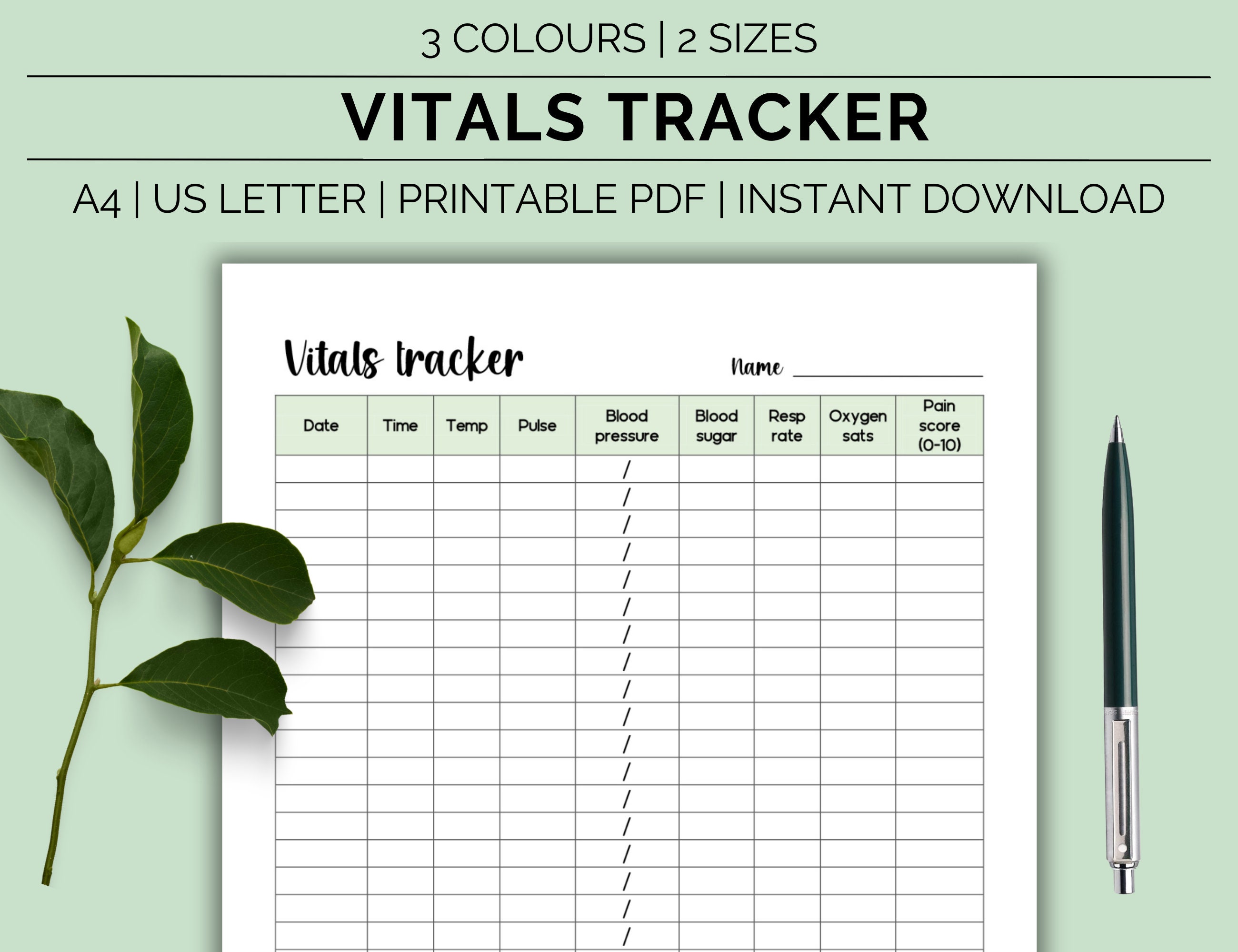 Vital Signs Printable, Vital Signs Sheet, Vital Signs Template, Vitals ...