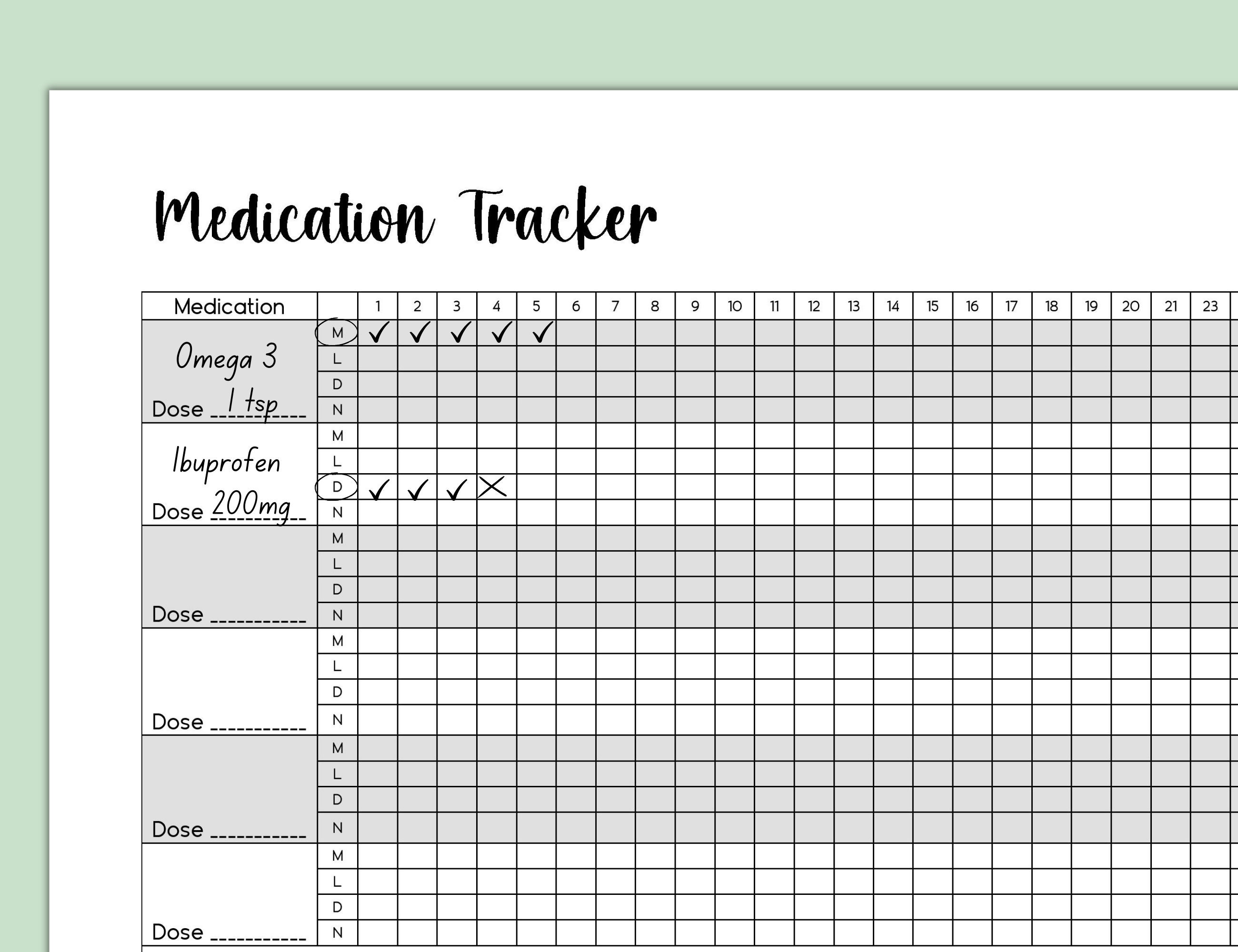 Printable Daily Medication Tracker, Printable Medication Log, Daily ...