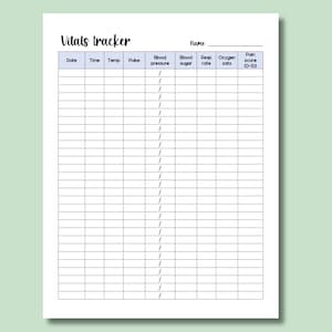 Vital Signs Printable, Vital Signs Sheet, Vital Signs Template, Vitals ...