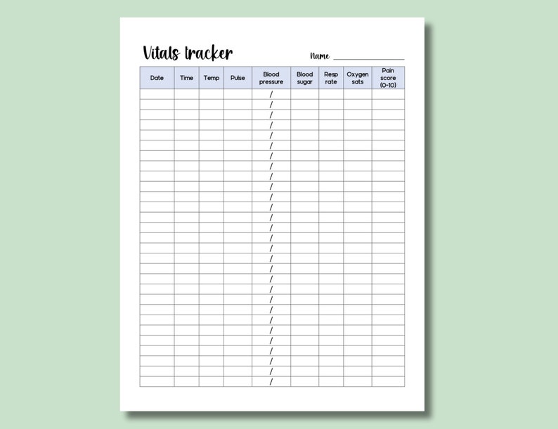 Vital Signs Printable, Vital Signs Sheet, Vital Signs Template, Vitals ...